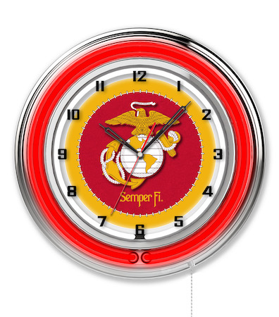 U.S. Marine Corps Neon Clock 19" Red/Yellow