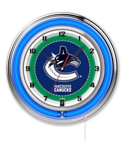 Vancouver Canucks Neon Clock 19"