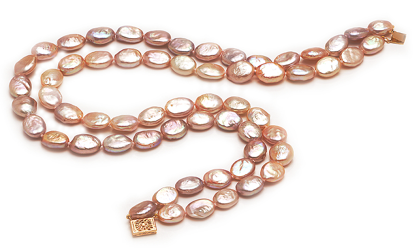 12mm Pink Oval Pearl Necklace | American Pearl
