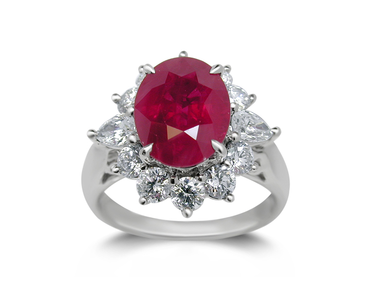 18K White Gold Ruby Ring w/1.15cttw. Diamonds | American Pearl