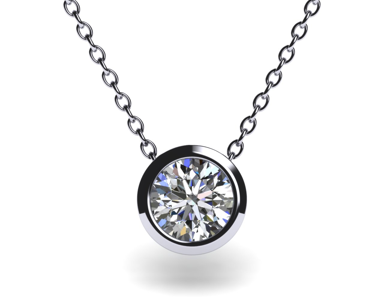 .50 carat Diamond Bezel Set Pendant White Gold | American Pearl