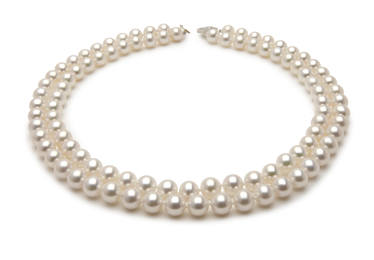 7.5 x 8.0mm Double Strand White Freshwater Pearl Necklace | American Pearl