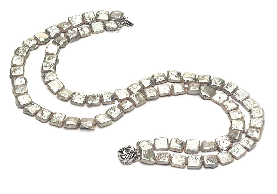 AAA 12 x 13mm Square Pearl Necklace | American Pearl
