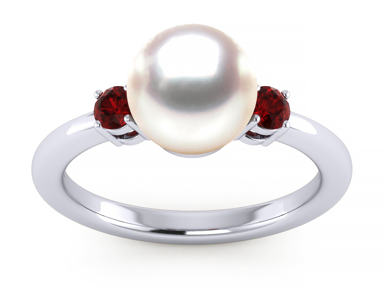 Akoya Pearl Rose Grace Ring with Rubies | American Pearl