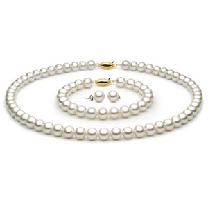 Pearl Jewelry Sets: Pearl Necklace, Earrings, Bracelet