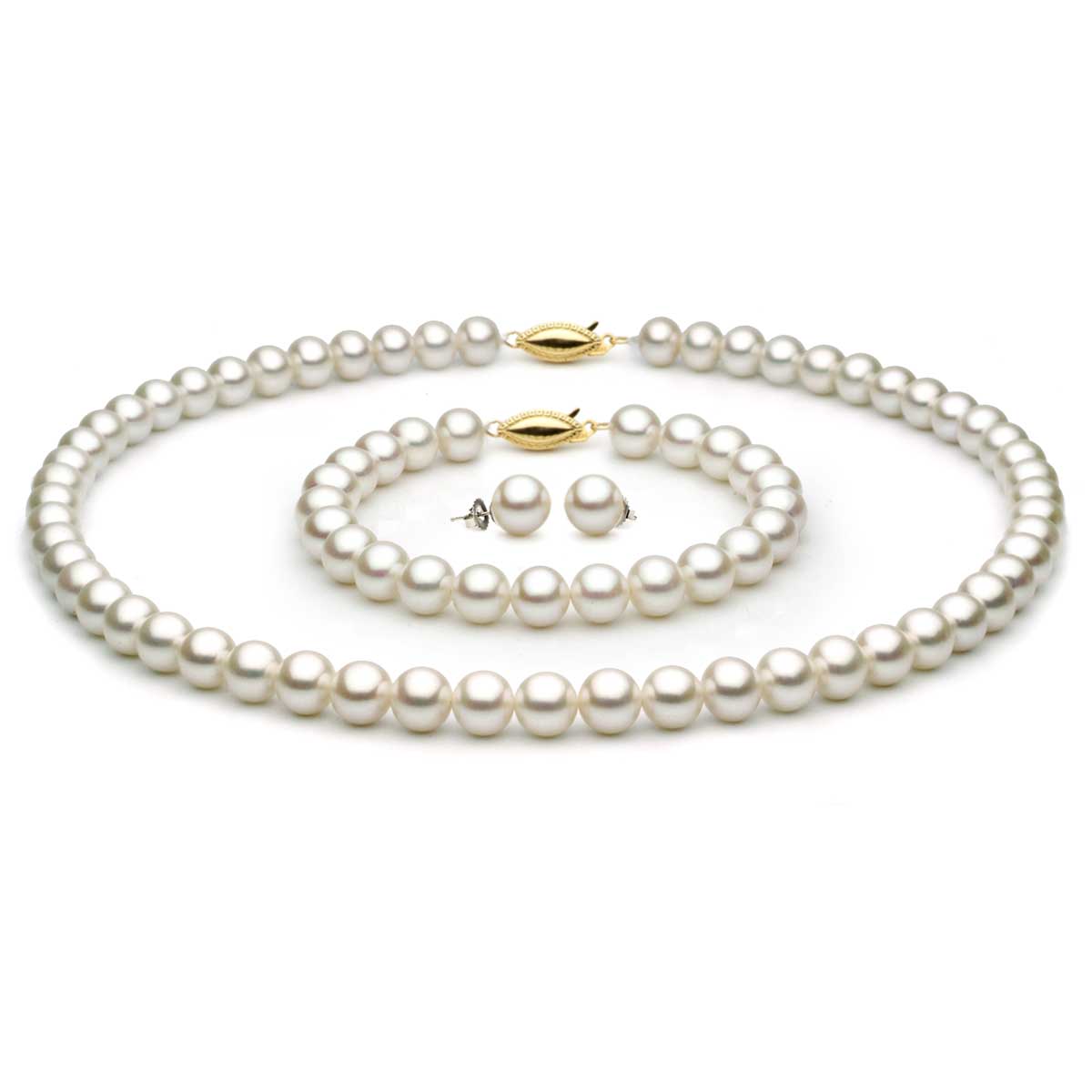 Complete set of AA Quality 7x7.5mm Japanese Akoya Pearls | American Pearl