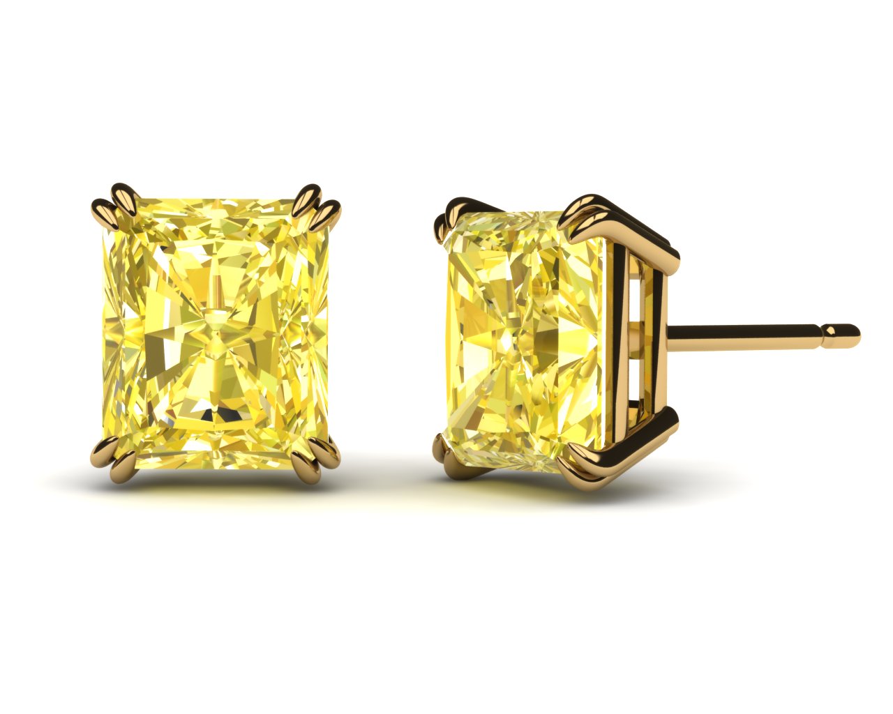 diamond-earring-fancy-yellow-radiant-cut | American Pearl