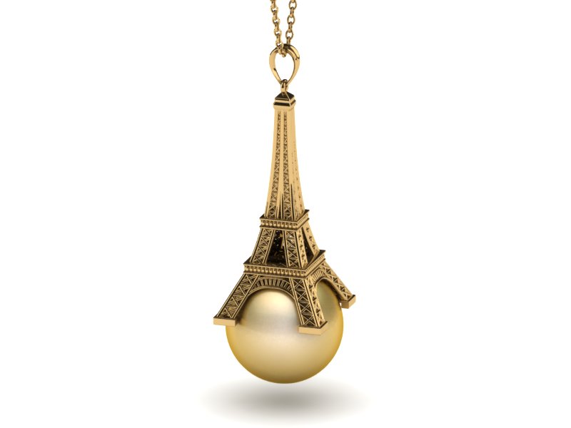 Golden Pearl Eiffel Tower Pendant | American Pearl