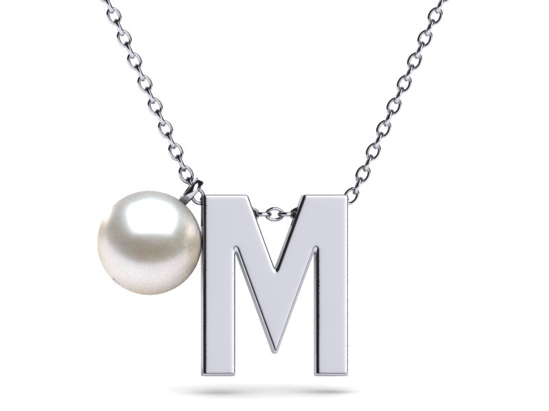 Initial Pearl Necklace Letter M | American Pearl