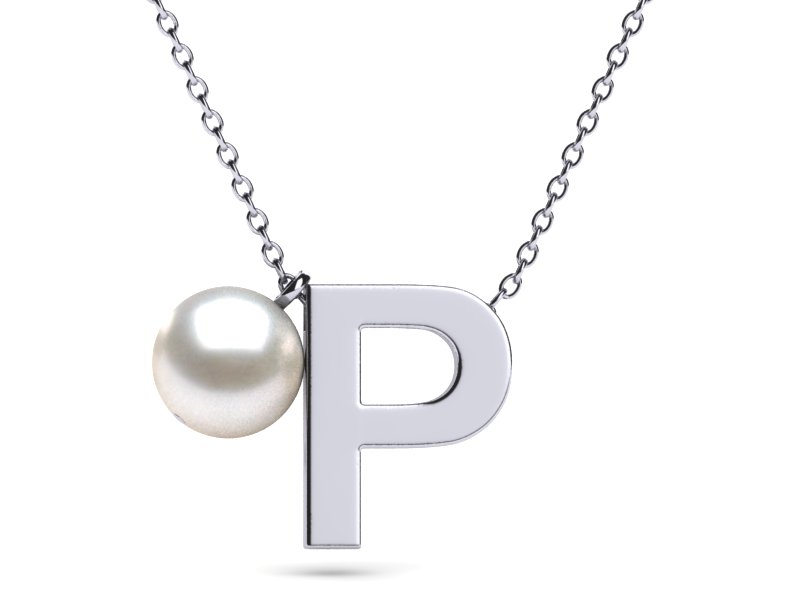 Initial Pearl Necklace Letter P | American Pearl