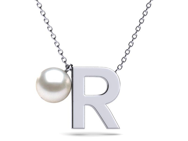 Initial Pearl Necklace Letter R | American Pearl