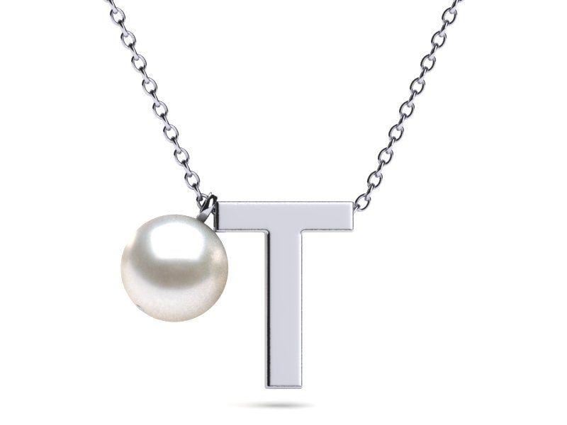 Initial Pearl Necklace Letter T | American Pearl