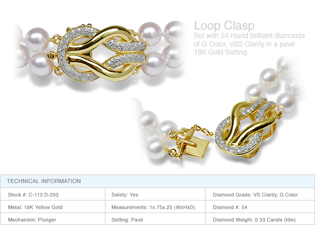 Loop Clasp a 18K Gold and Diamond Clasp | American Pearl