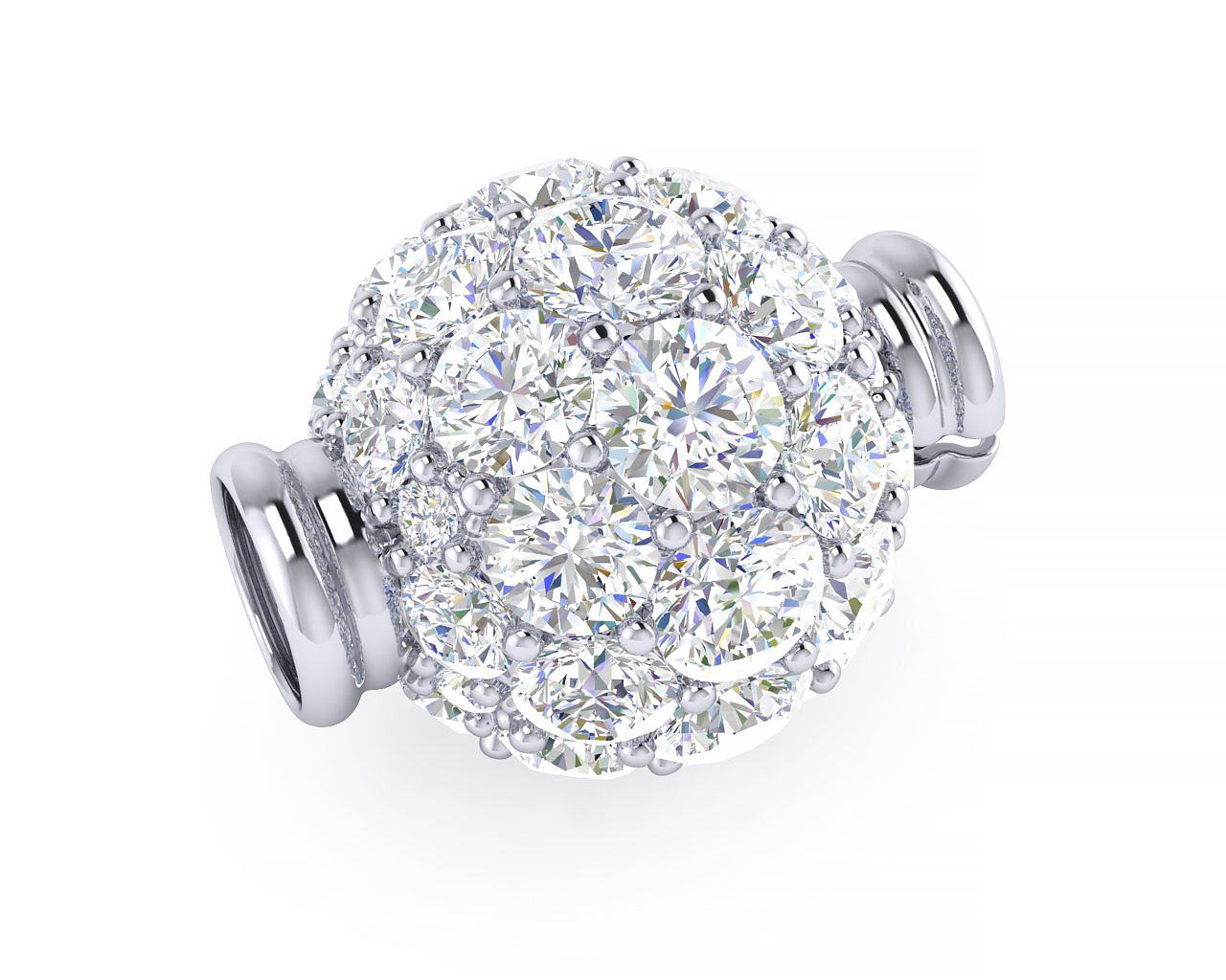 Multi Size Diamond Ball Clasp in White Gold | American Pearl
