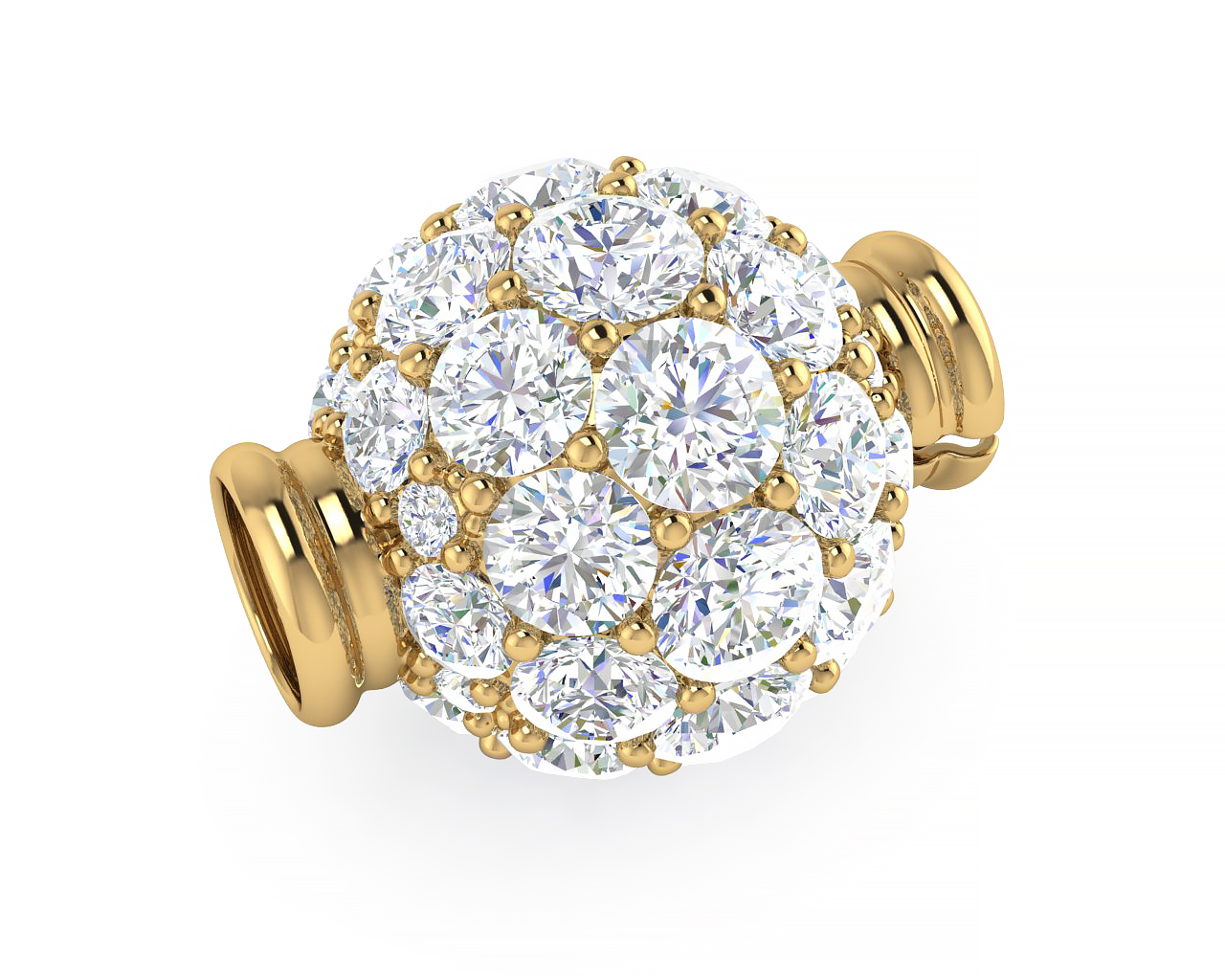 Multi Size Diamond Ball Clasp in Yellow Gold | American Pearl