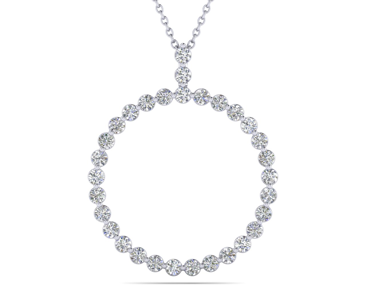 Single Prong Circle Diamond Pendant | American Pearl