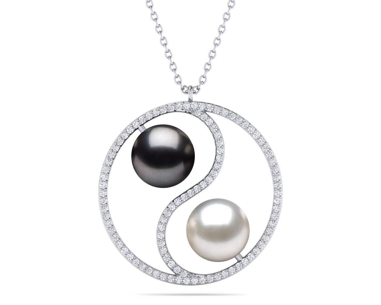 Tahitian Pearl and Diamond Yin Yang Pendant | American Pearl