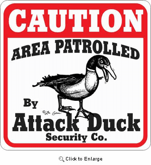 Attack Duck Sign | Animalden.com