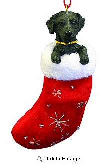 Black Lab Christmas Stocking Ornament & Gifts|Animalden.com