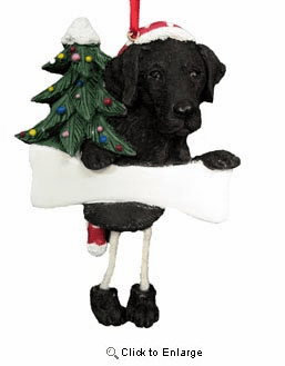 Black Lab Christmas Tree Ornament - Personalize|Animalden.com