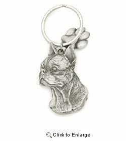 Boston Terrier Keychain Pewter - Animalden.com