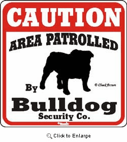 Bulldog Caution Sign & Gifts - Animalden.com