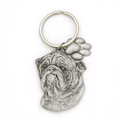 Bulldog Keychain Pewter - Animalden.com