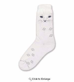Cat Eyes White Socks from Animal Den