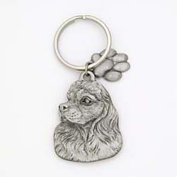 Cocker Spaniel Keychain Pewter - Animalden.com