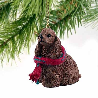 Cocker Spaniel Gift Box Christmas Ornament Black-White | Animalden.com
