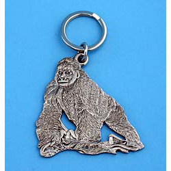 Pewter Gorilla Keychain - Animalden.com