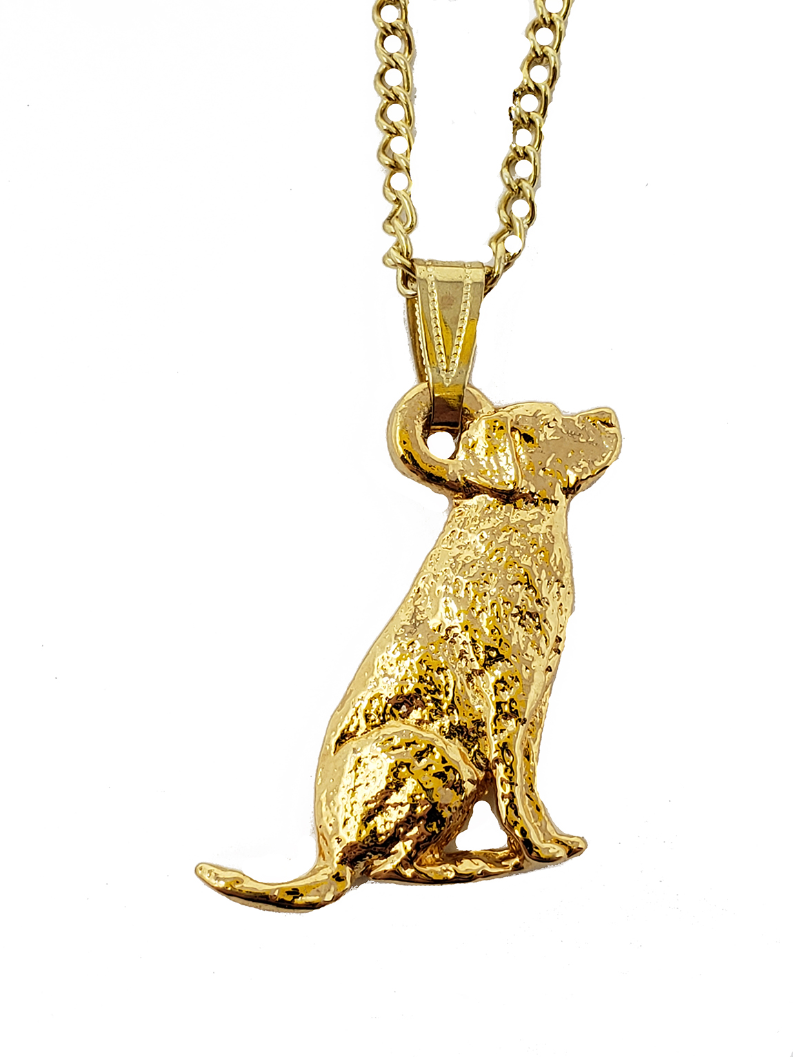 Labrador Retriever 24K Gold Plated Pendant with Necklace Sitting ...