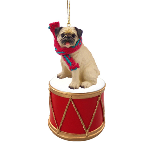 Little Drummer Pug Christmas Ornament | Animal Den
