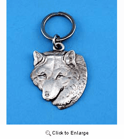 Pewter Wolf Keychain - Animalden.com