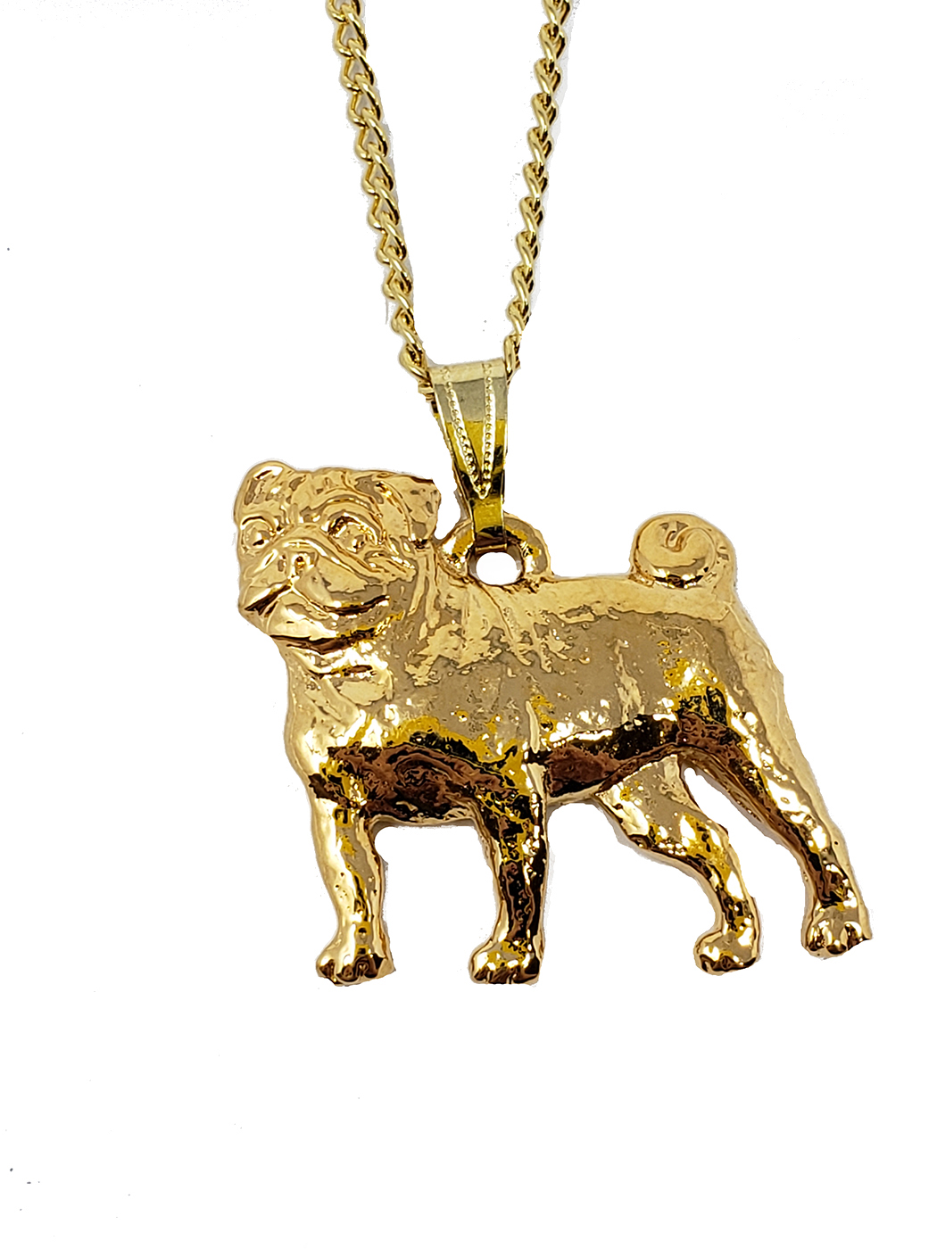 Pug 24K Gold Plated Pendant with Necklace, Pendants | Animalden.com