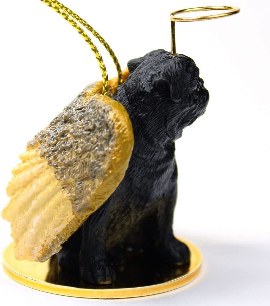 Pug Angel Ornament Black at Animalden.com