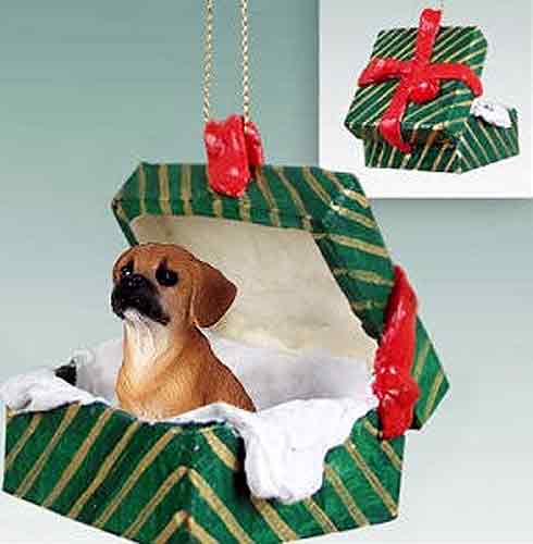 Puggle Sleigh Ride Christmas Ornament Brown | Animalden.com