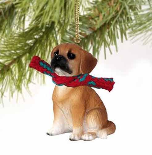 Puggle Sleigh Ride Christmas Ornament Brown | Animalden.com