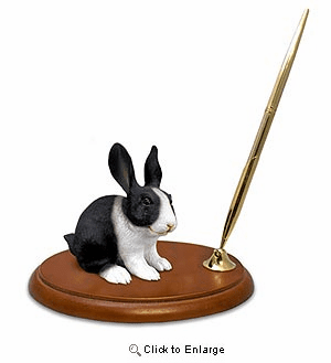 Rabbit Pen Holder (Black & White) - Animalden.com