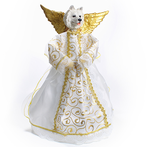 Samoyed Angel Christmas Tree Topper at Animalden.com