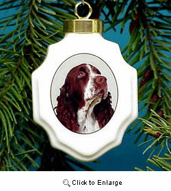 Springer Spaniel Christmas Ornament Porcelain from Animal Den