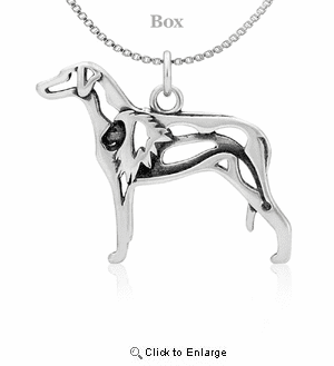 Sterling Silver Rhodesian Ridgeback Body W/Lion Necklace at Animalden