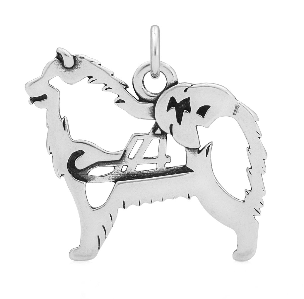 .925 Sterling Silver Samoyed W/Sled Body Necklace - Animalden.com
