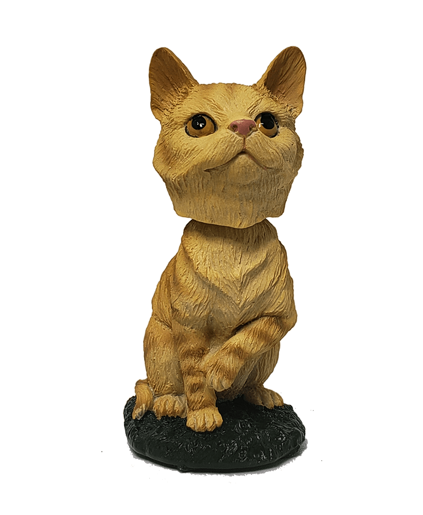 Tabby Cat Bobblehead Red
