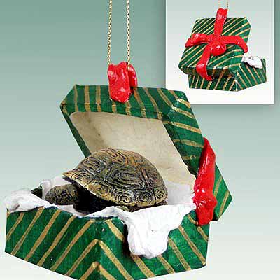 Turtle Gift Box Christmas Ornament | Animalden.com