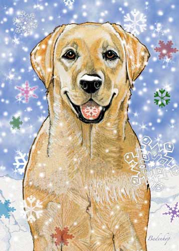 Yellow Labrador Christmas Cards Snowflakes & Christmas Gifts