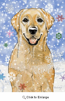 Yellow Labrador Christmas Cards Snowflakes & Christmas Gifts