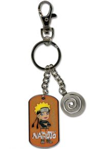 Key Chain: Naruto Shippuden - Chibi Naruto & Konoha Swirl - Anime Books