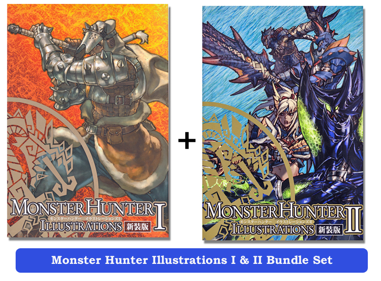 Monster Hunter Illustrations Vol. 1 & Vol. 2 Official Art Books Bundle ...