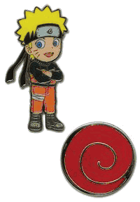 Pins: Naruto Shippuden - Chibi Naruto & Swirl (Set of 2) - Anime Books